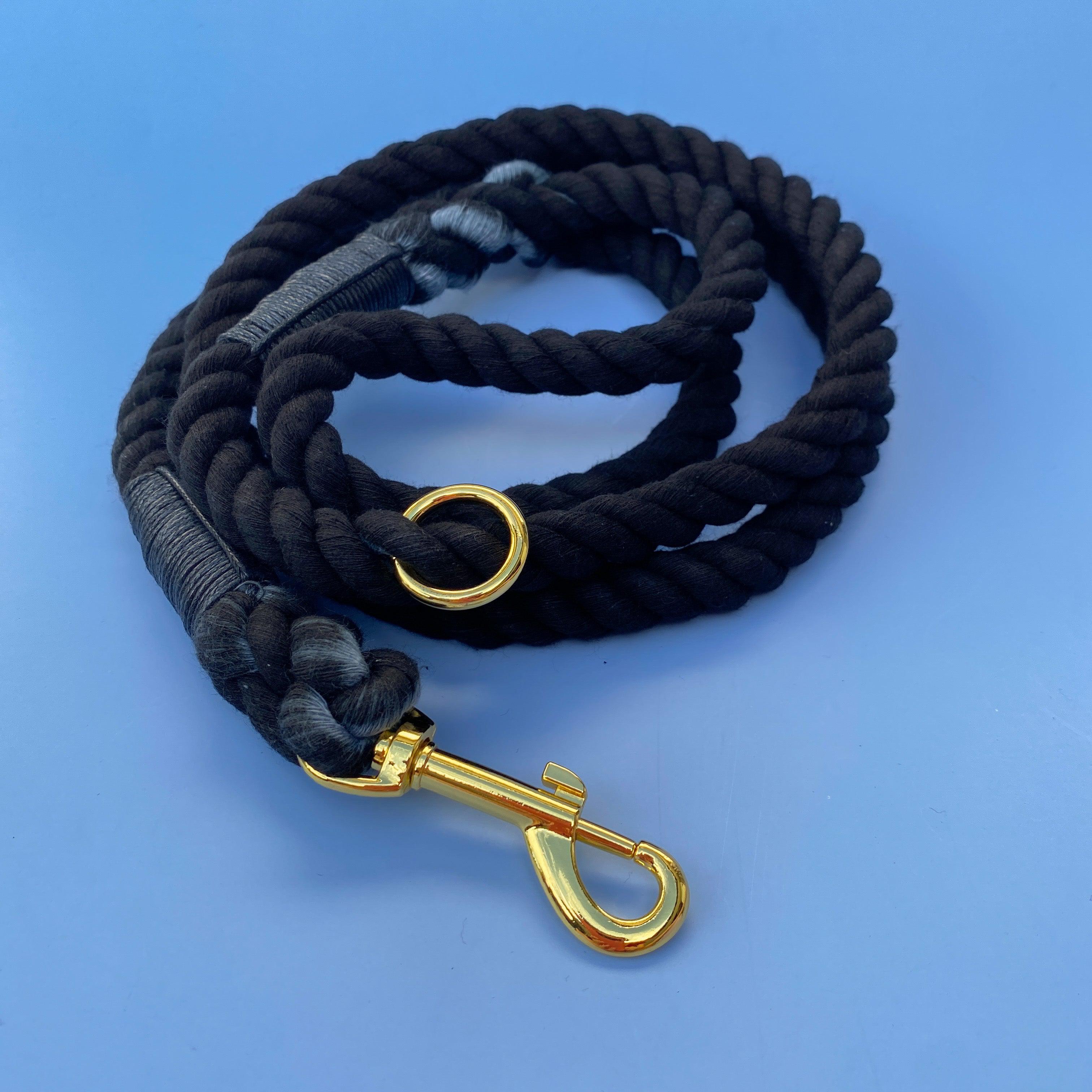 Black & Gold Rope Lead – Dizzy Dog Collars