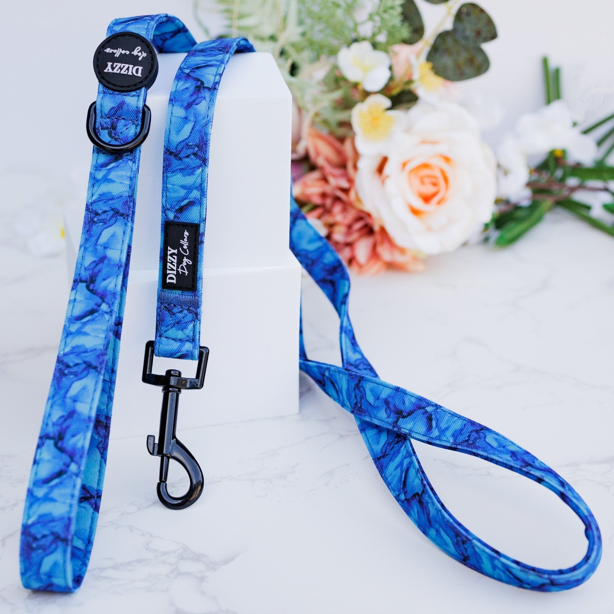 Blue Marble Dog Leash | Fully Padded Leash – Dizzy Dog Collars