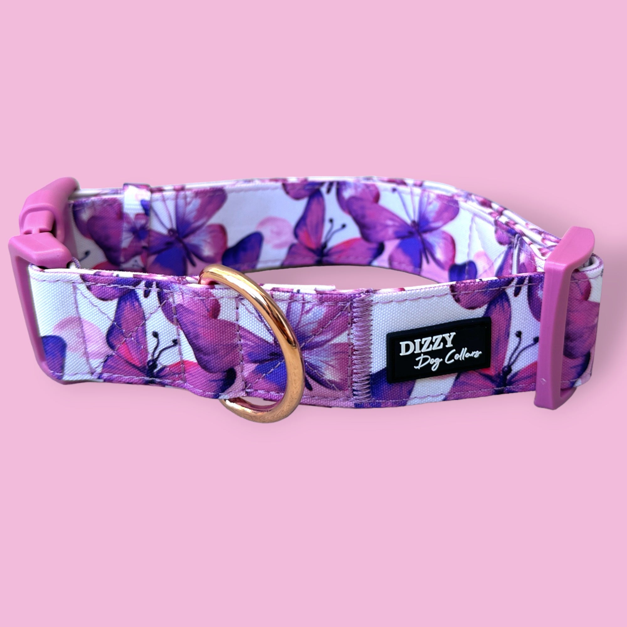 Extra Wide /// Candy Sky Butterfly Dog Collar | Canvas & Neoprene Dog ...