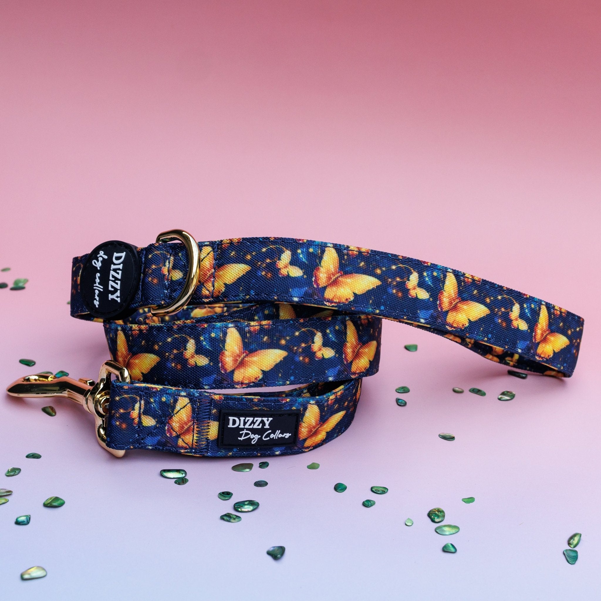 Golden Glow: Butterflies Dog Leash | Canvas & Neoprene Premium Quality ...