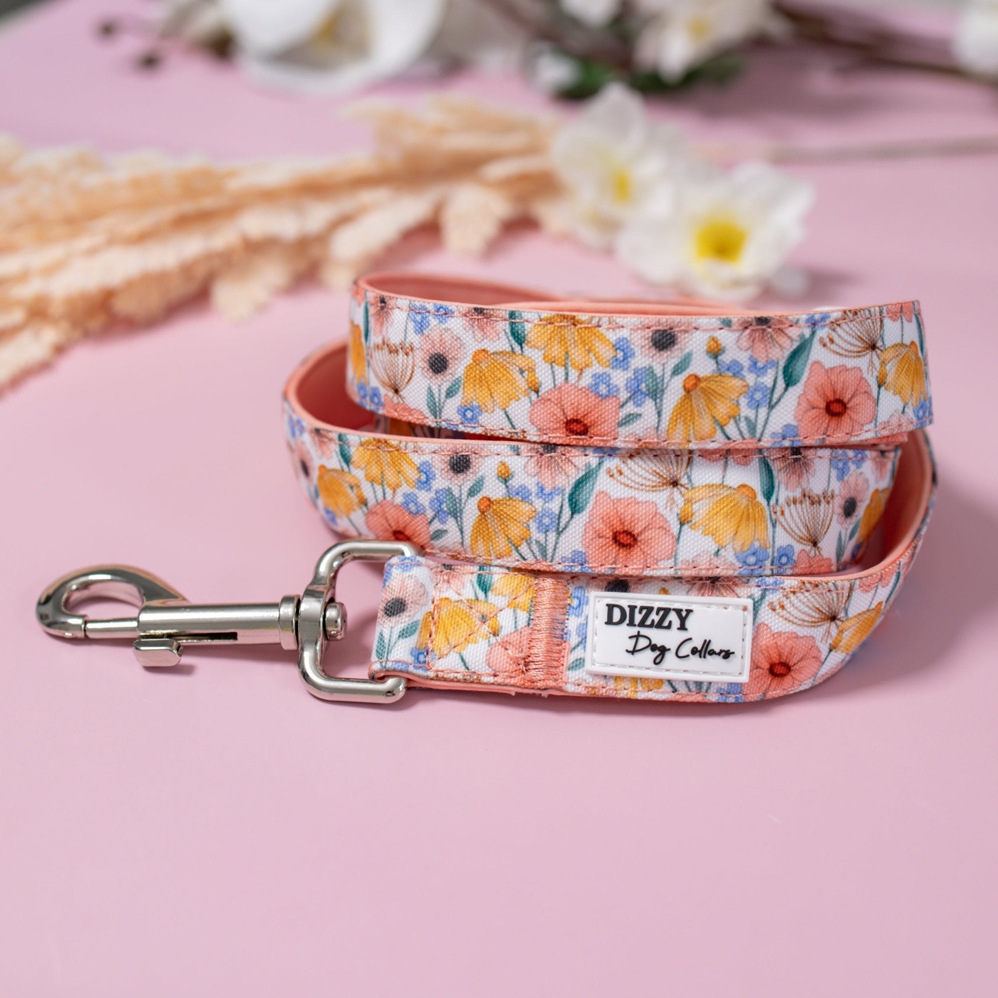 Peachy Posies Dog Leash | Fully Padded Dog Leash: Stainless Steel ...