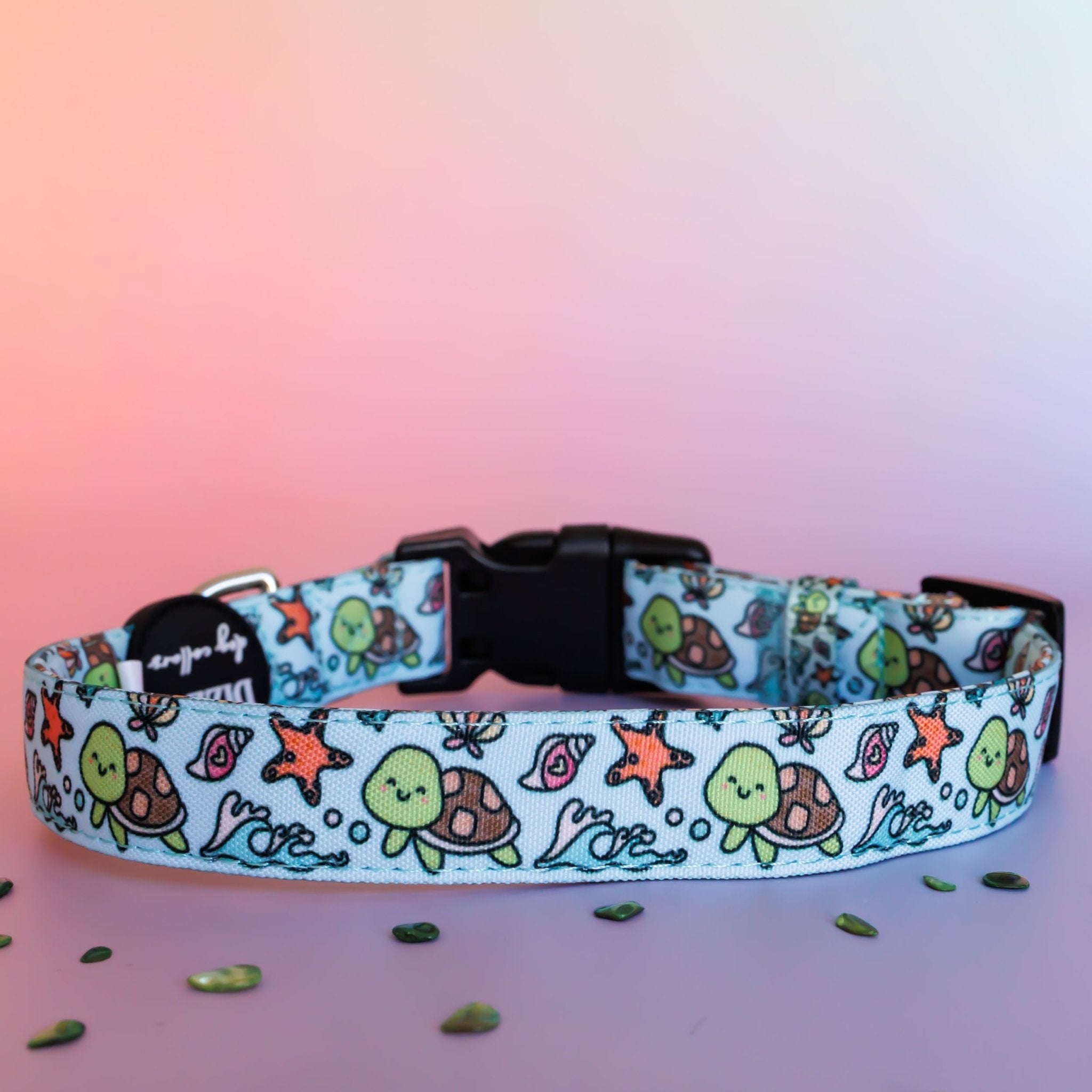 Turtle Tots Dog Collar | Canvas & Neoprene Dog Collar – Dizzy Dog Collars